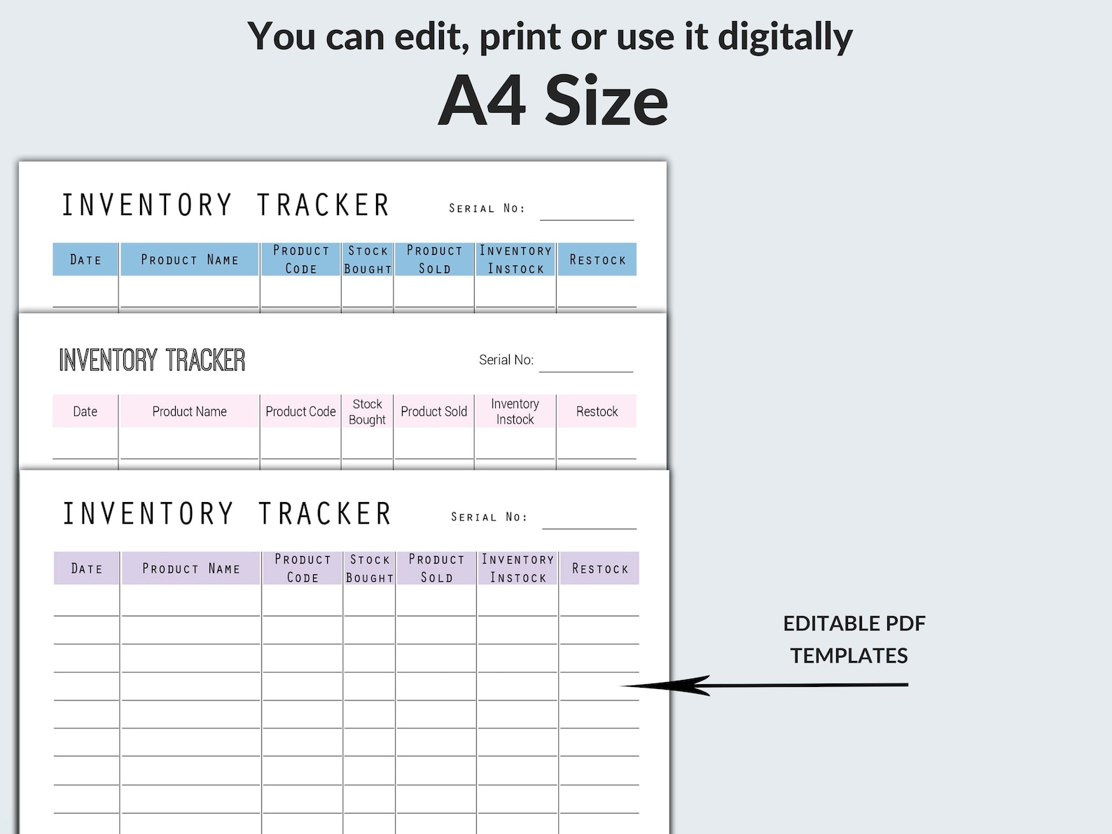 Editable Inventory Management Form Inventory Tracker PDF Product ...