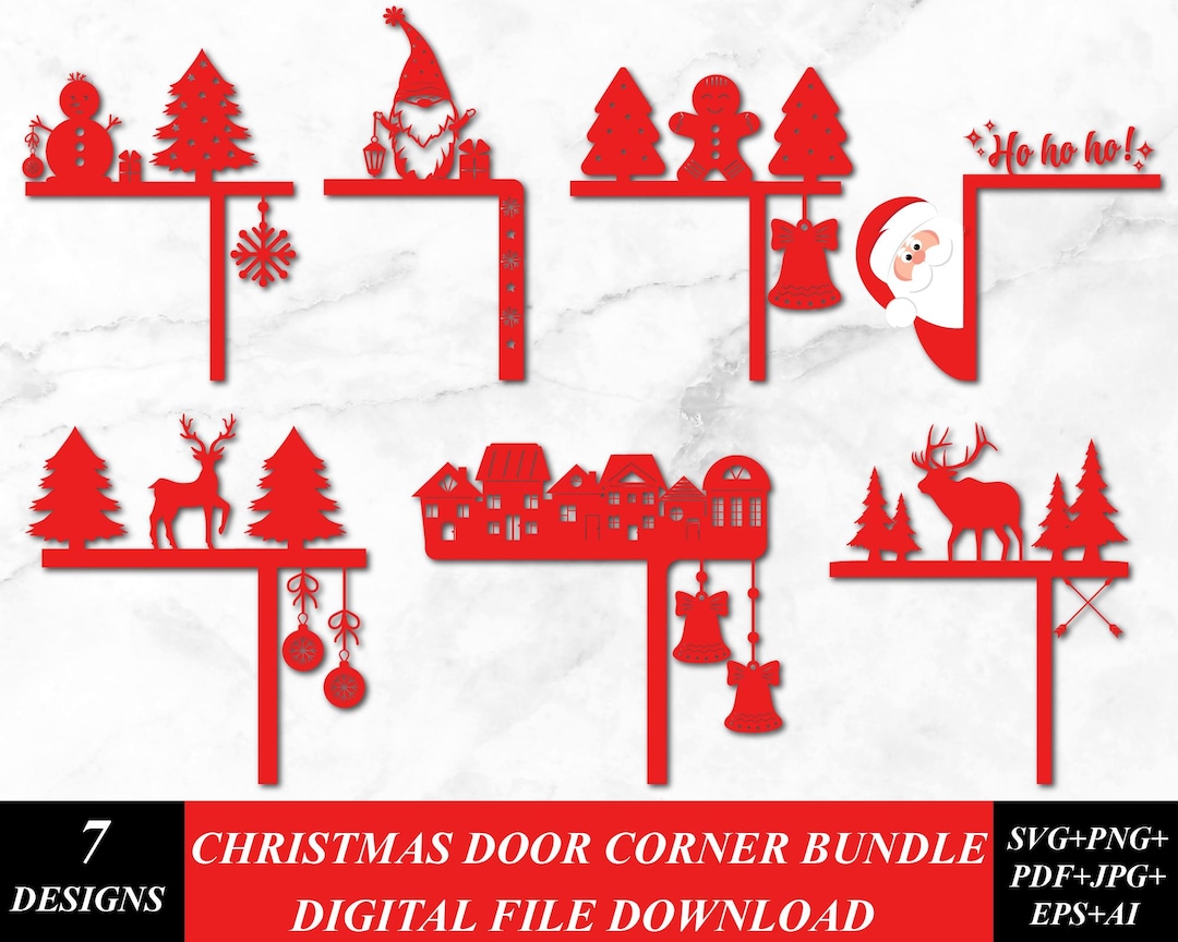 Christmas Door Corner Svg Cut File, Christmas Door Corner Decoration ...