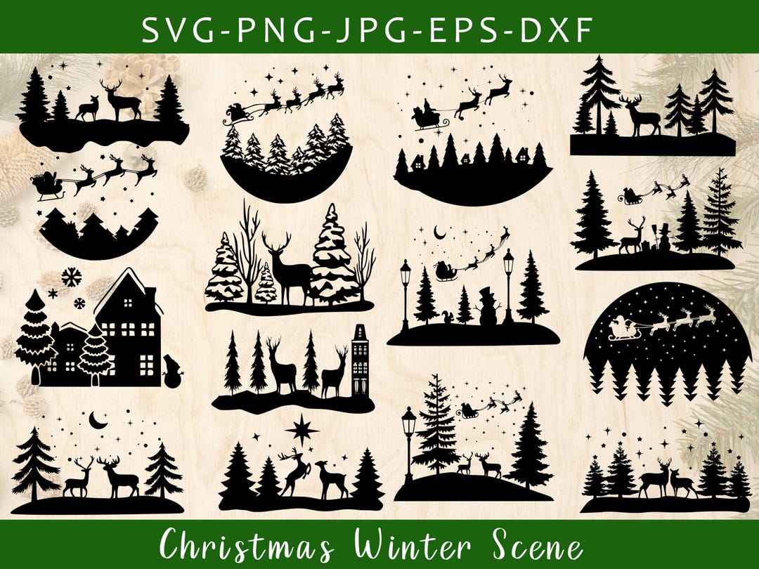 Winter Christmas Scene Svg Christmas Village Svg Holiday Winter Svg ...