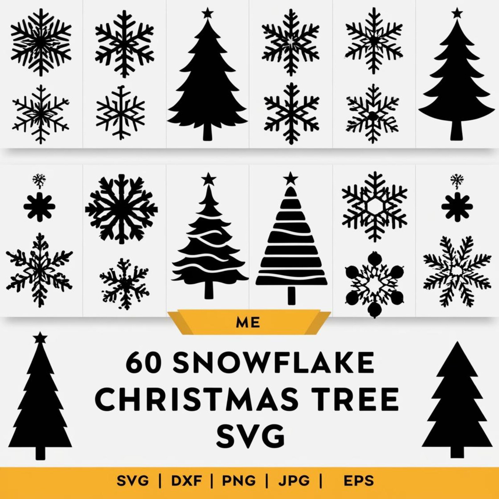 Snowflake Christmas Tree Svg Bundle, Snowflakes for Digital Download ...