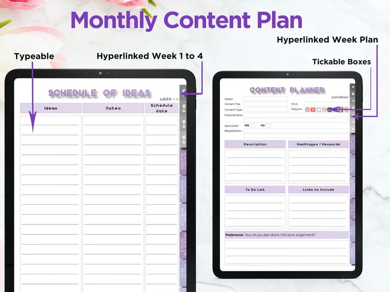 Printable Content Planner, Printable Content Calendar Tracker,editable ...