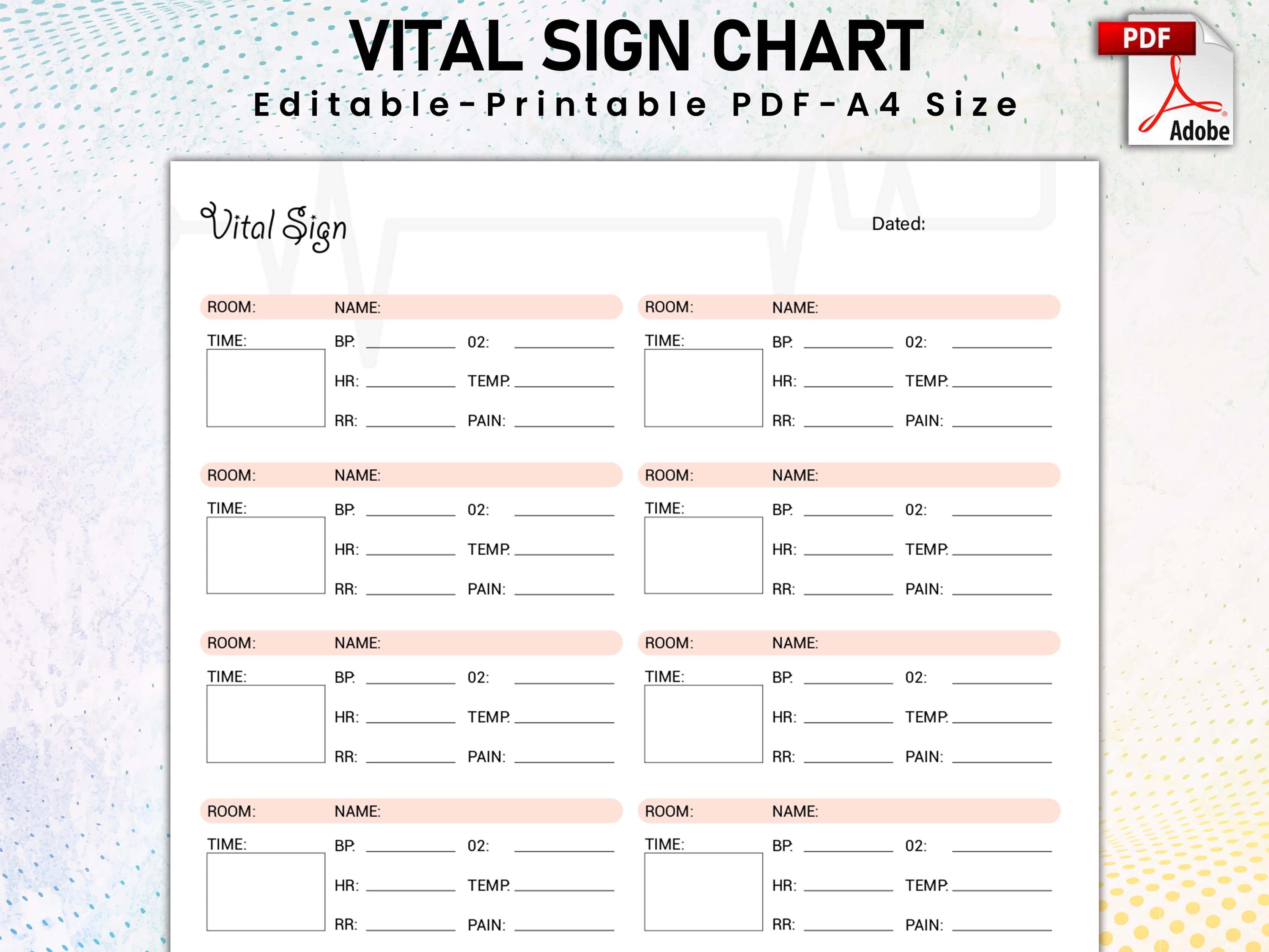 Comprehensive Vital Signs Tracker, Monitoring Vital Signs, Printable ...