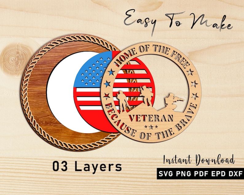 Veteran Plaque 3 Layer, Digital Files for Laser Engraving, Glowforge ...