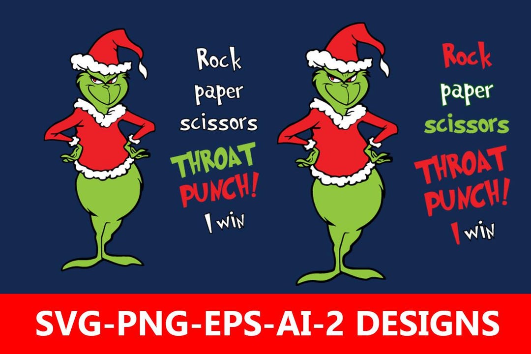 Rock Paper Scissors Throat Punch I Win SVG PNG | Funny Grinch Christmas ...