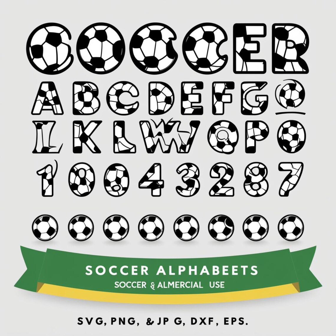Soccer Alphabets and Numbers Svg, Soccer Svg, Soccer Ball Svg, Soccer ...