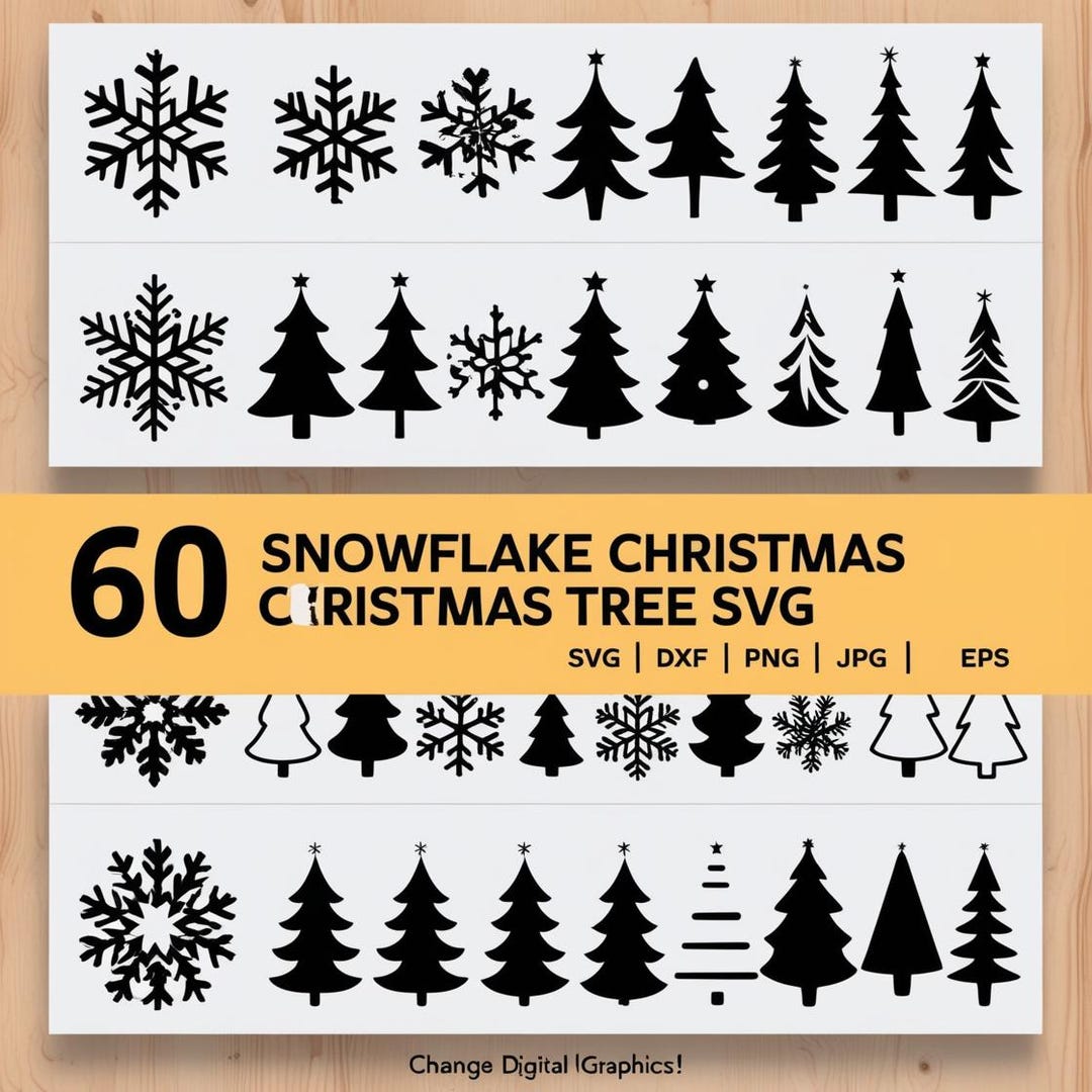 Snowflake Christmas Tree Svg Bundle, Snowflakes for Digital Download ...