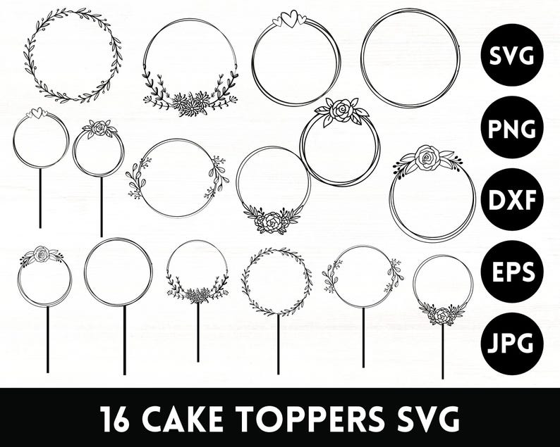Birthday Cake Topper Svg, Wedding Cake Topper Bundle Svg, Cake Topper ...