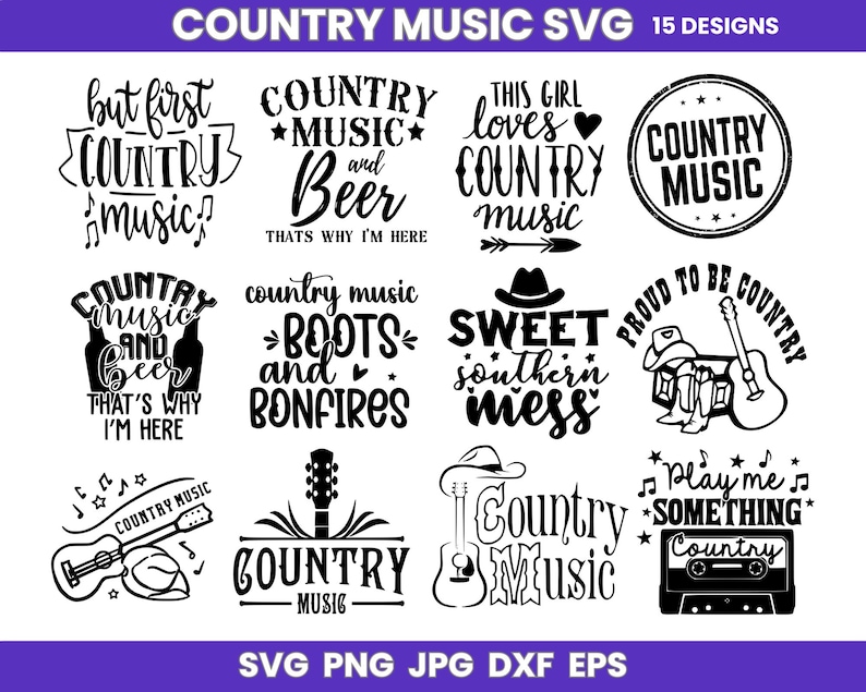 Country Music Bundle Svg, Country Music PNG, Western Music Svg, Country ...