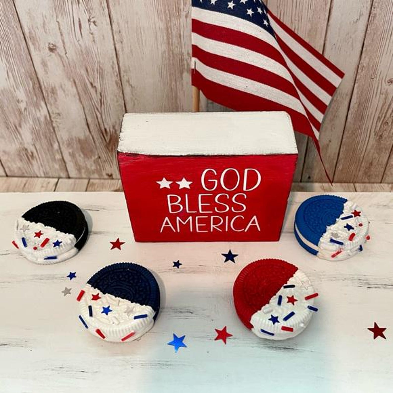 Sets of 4 Fake Cookies| Faux Cookies | False Cookies Patriotic - Etsy