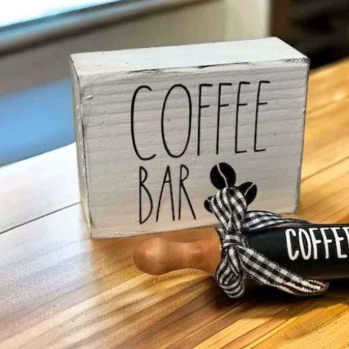 Coffee Bar Reversible Farmhouse Handmade Block - Etsy
