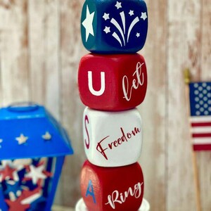 Handmade "let Freedom Ring" Blocks" Patriotic Handmade | Reversible - Etsy