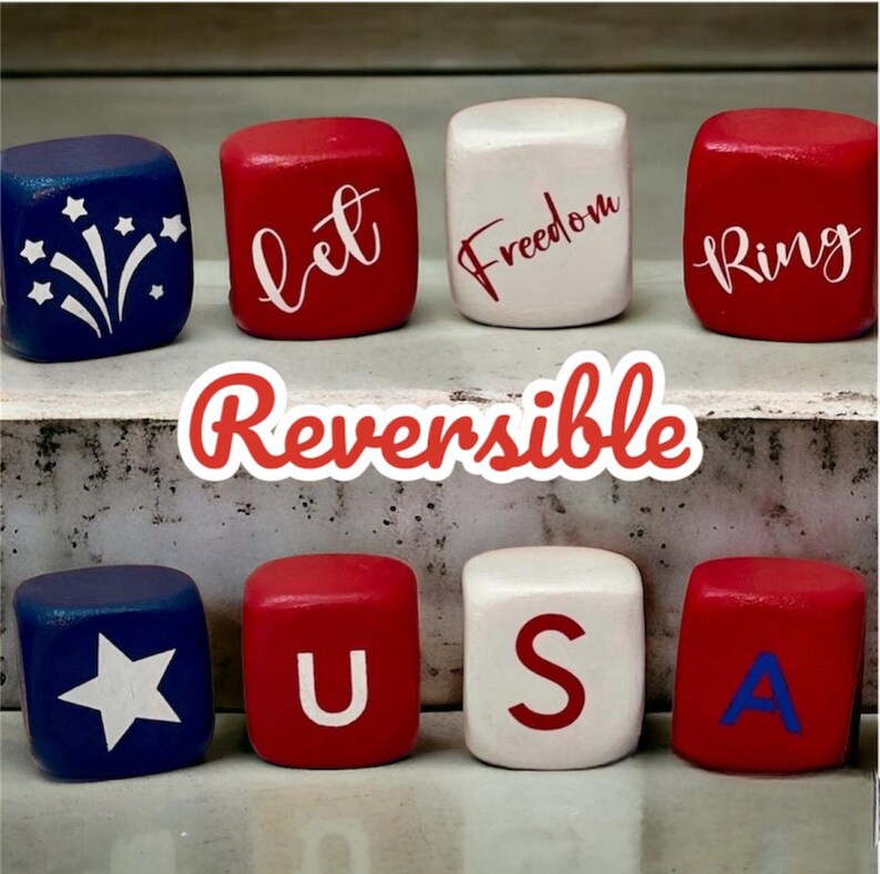 Handmade "let Freedom Ring" Blocks" Patriotic Handmade | Reversible - Etsy