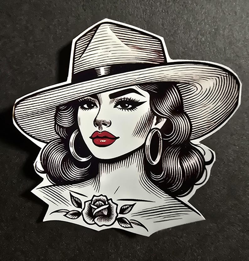 Vintage Chola With Red Lipstick Sticker / Decal - Etsy