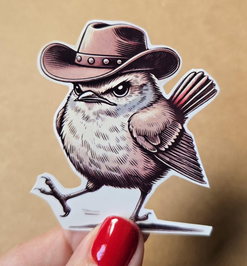 Moody Bird With Cowboy Hat Steps up - Vinyl Sticker / Decal - Etsy