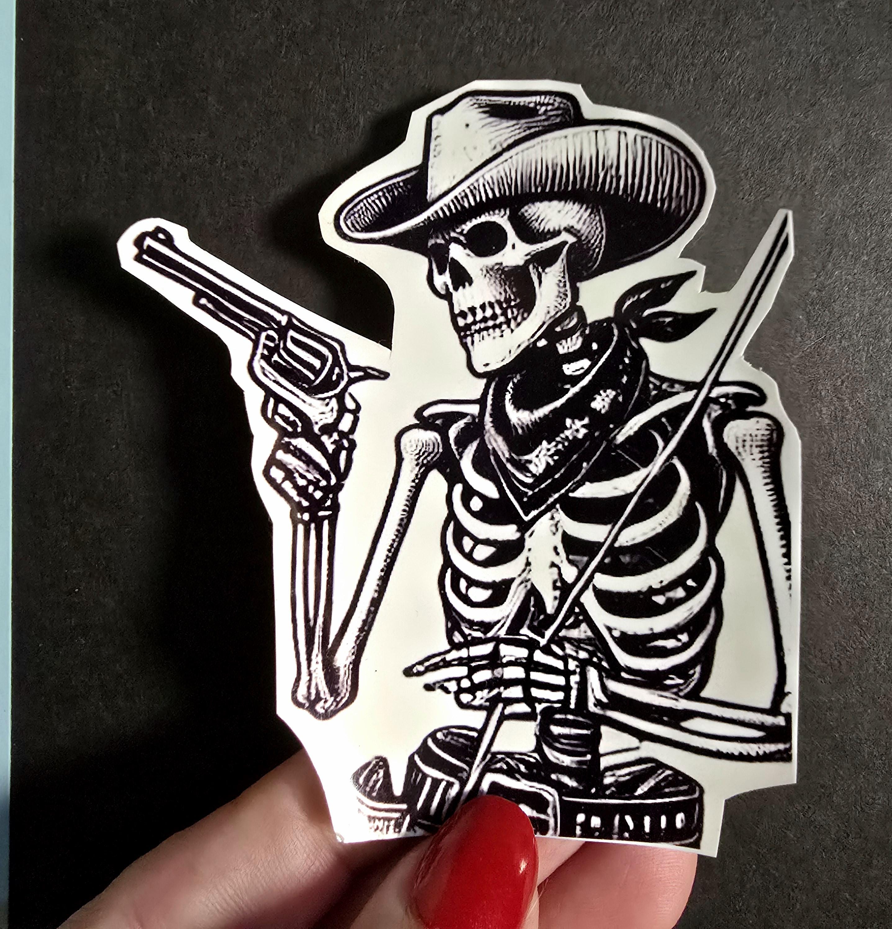 Cowboy Bones - Skeleton Outlaw Sticker - Etsy