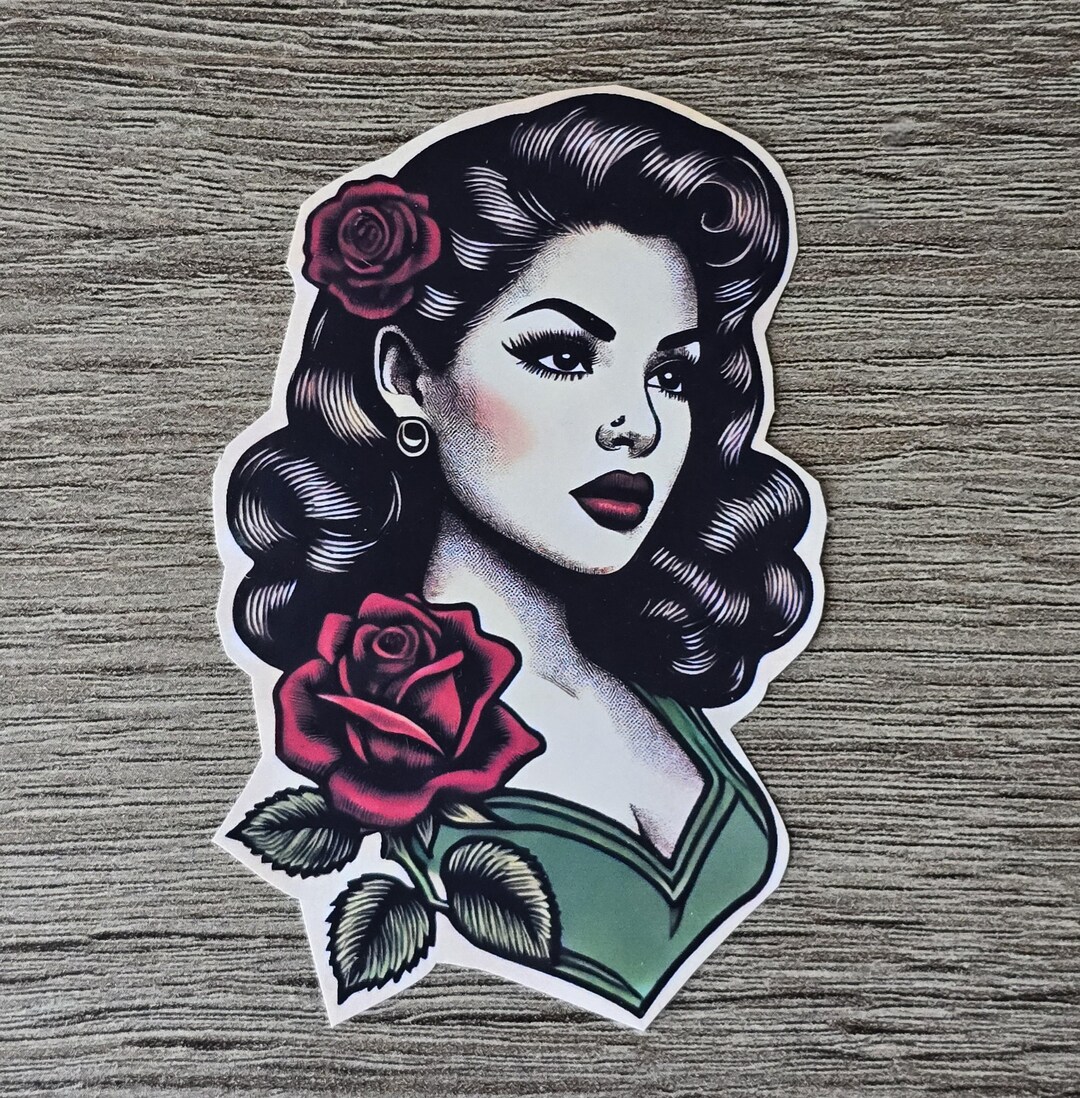Vintage Beauty in Green - Classy Retro Bombshell - Sticker / Decal - Etsy