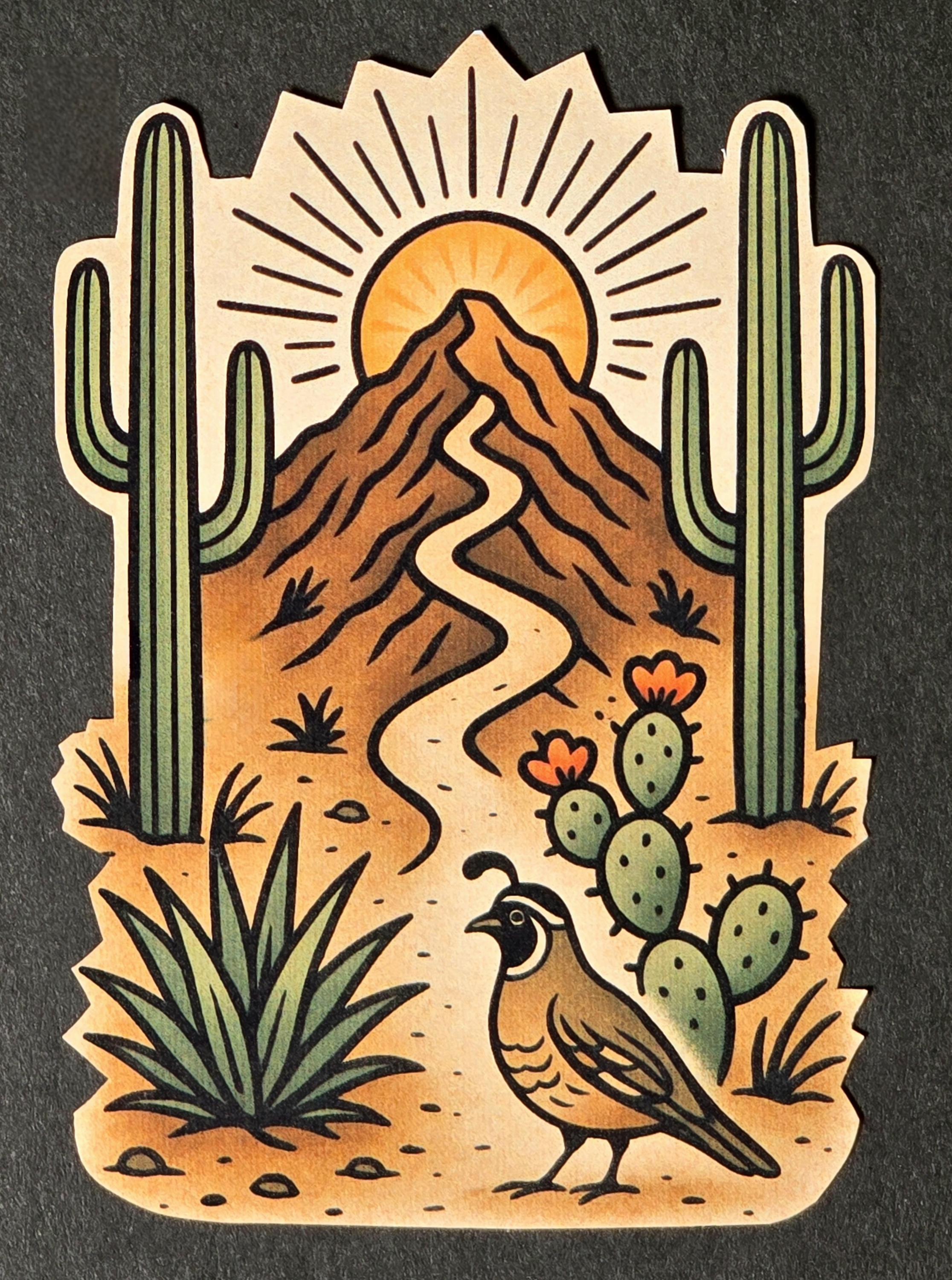 Desert Trail & Quail - Sticker / Decal - Etsy