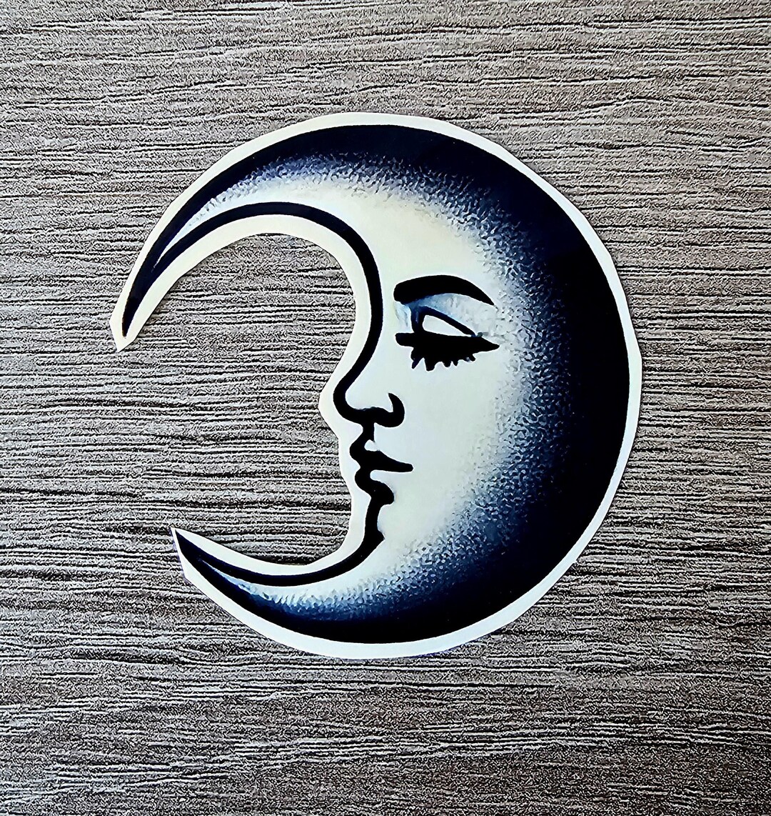 Sleepy Crescent Moon Sticker - Etsy