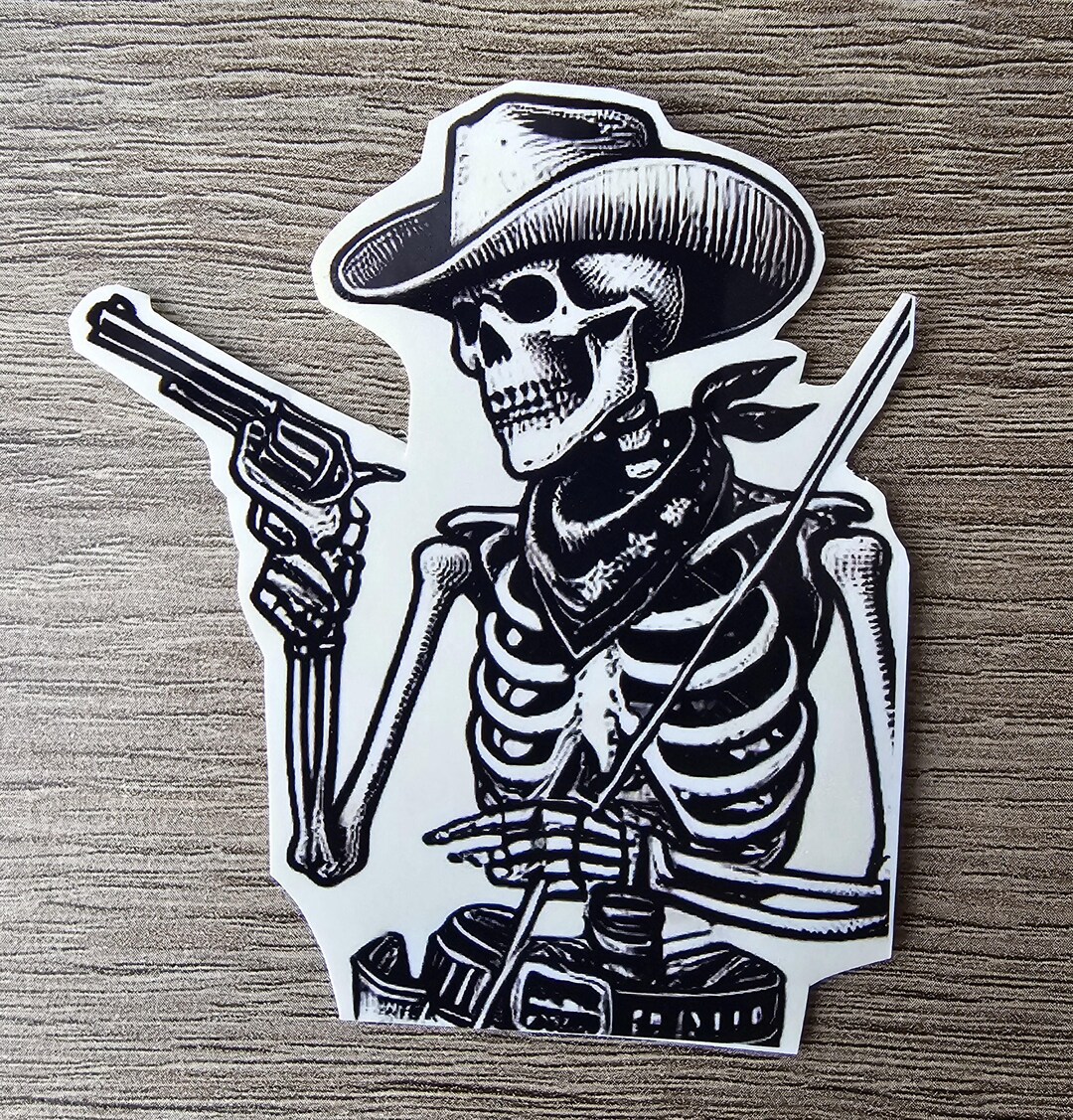 Cowboy Bones - Skeleton Outlaw Sticker - Etsy