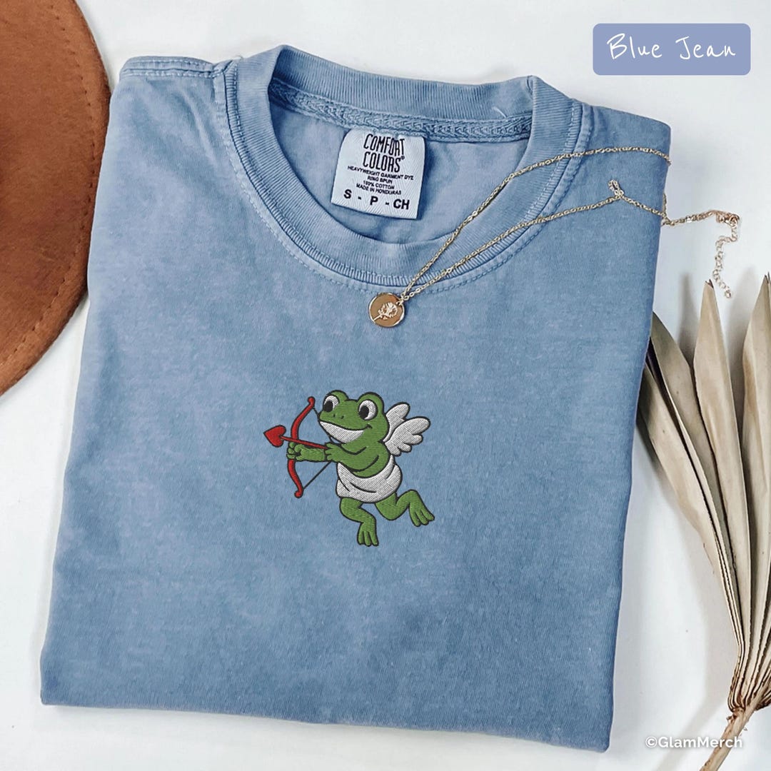 Cupid Frog Embroidered Frog Shirt, Gift for Valentine's Day - Etsy