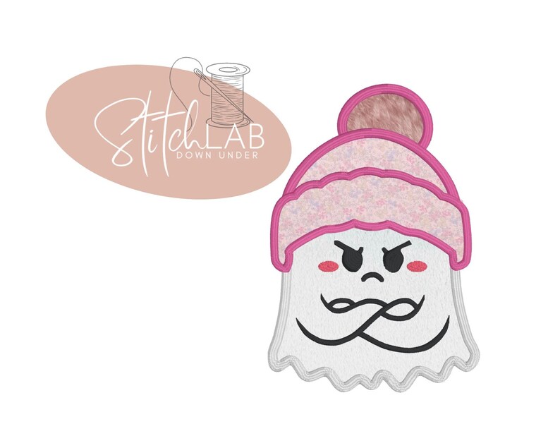 Applique Grumpy Ghost Embroidery Design File, Halloween Kawaii Ghost ...