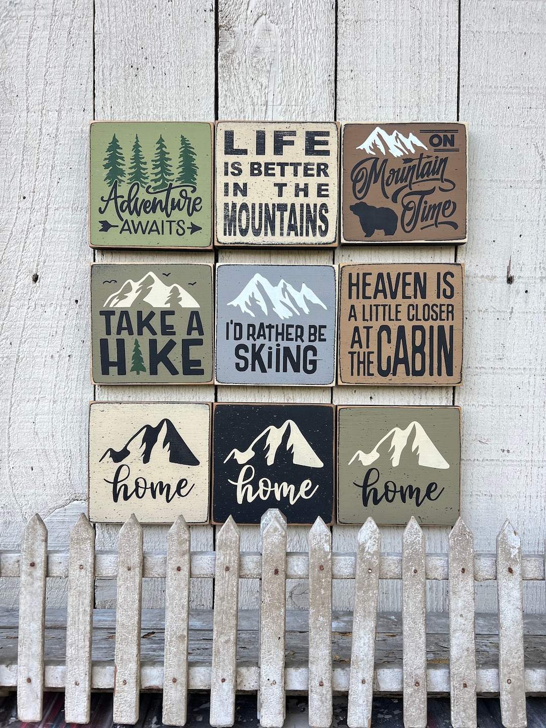 Hiking Sign, Adventure Awaits, Mini Rustic 5.5" Wood Sign, Woodland ...