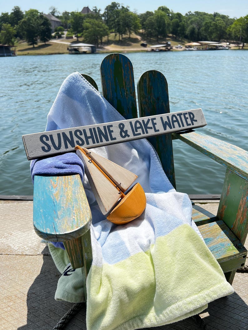 Lake House Decor: Hand Painted Shelf Sign (2x20), Rustic Nautical ...