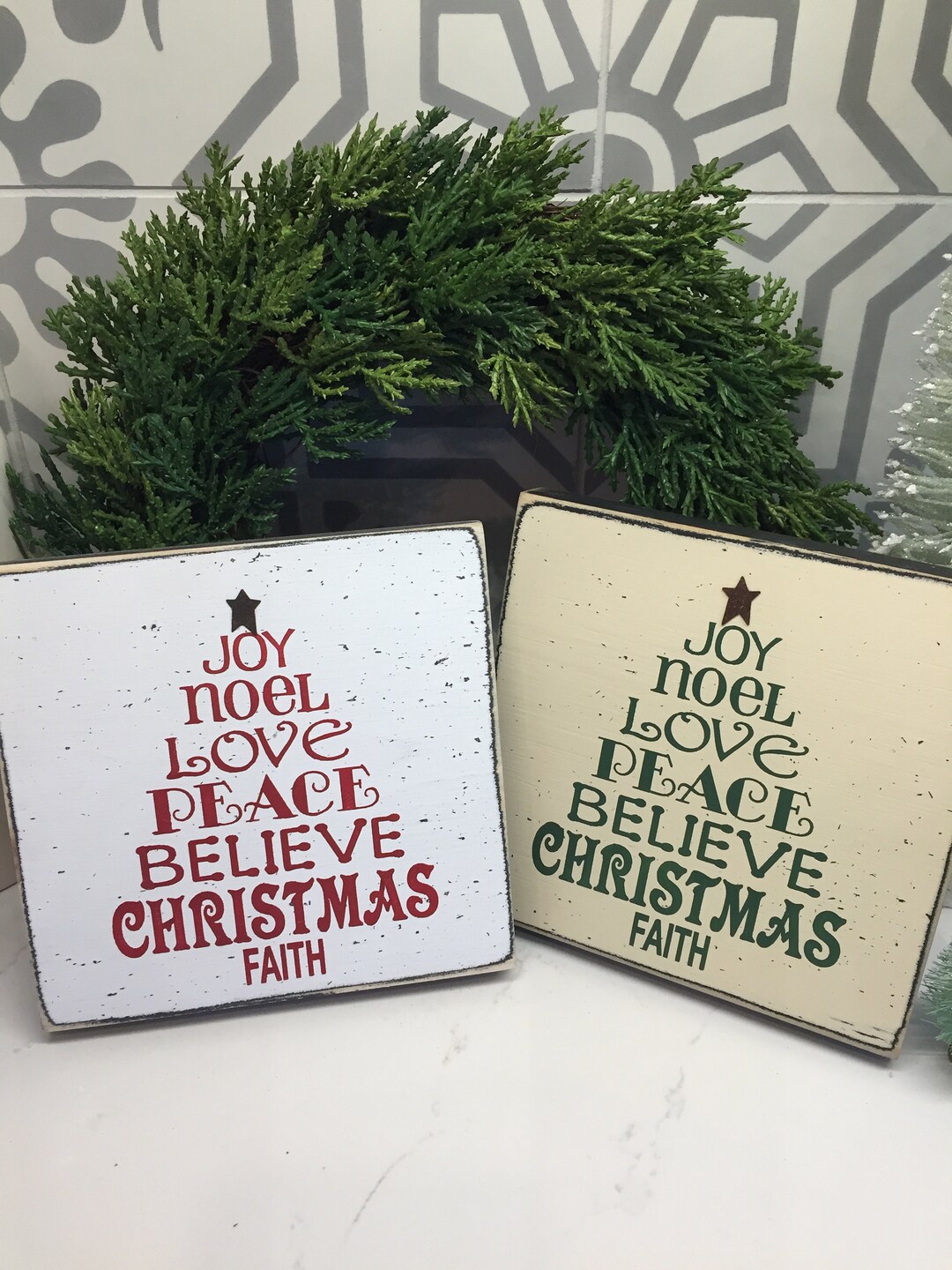 Christmas Word Tree Sign, Farmhouse Christmas Decor, Mini 5.5 ...