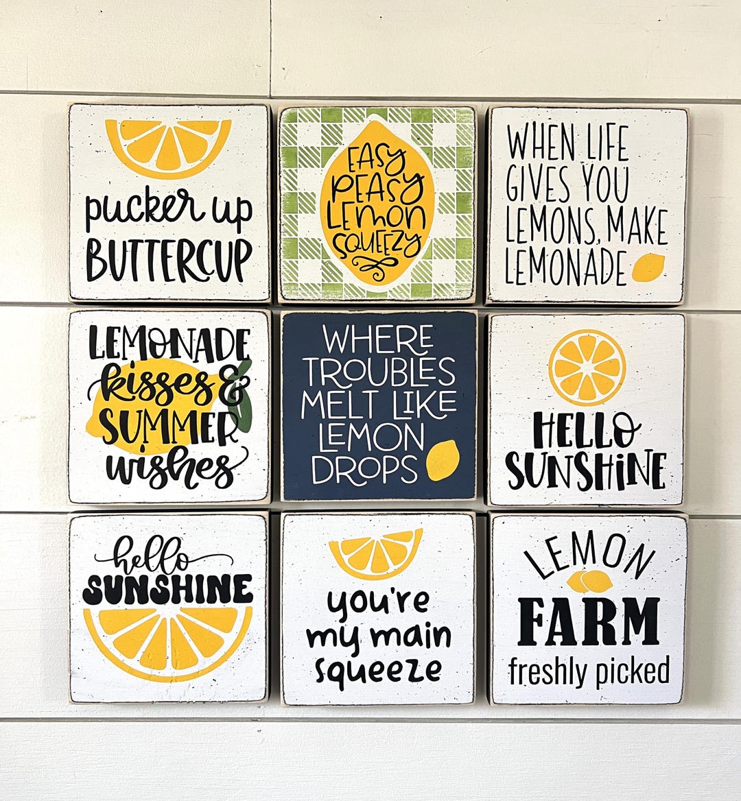 Hand Painted Lemon Signs: Mini Farmhouse Kitchen Decor (5"), Gift for ...