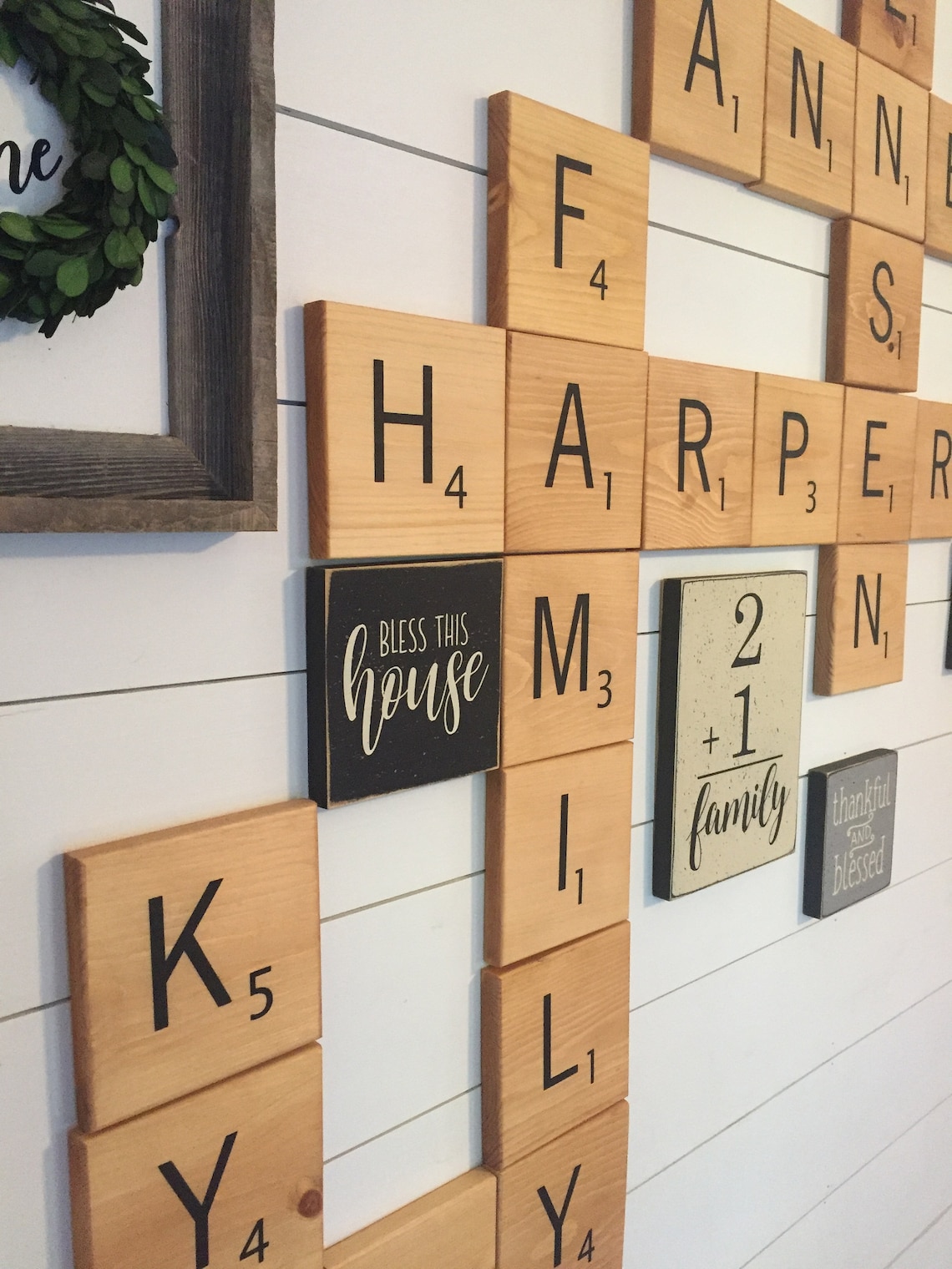 Large Scrabble Wood Letter Tiles: Farmhouse Wall Decor (5.5") - Etsy
