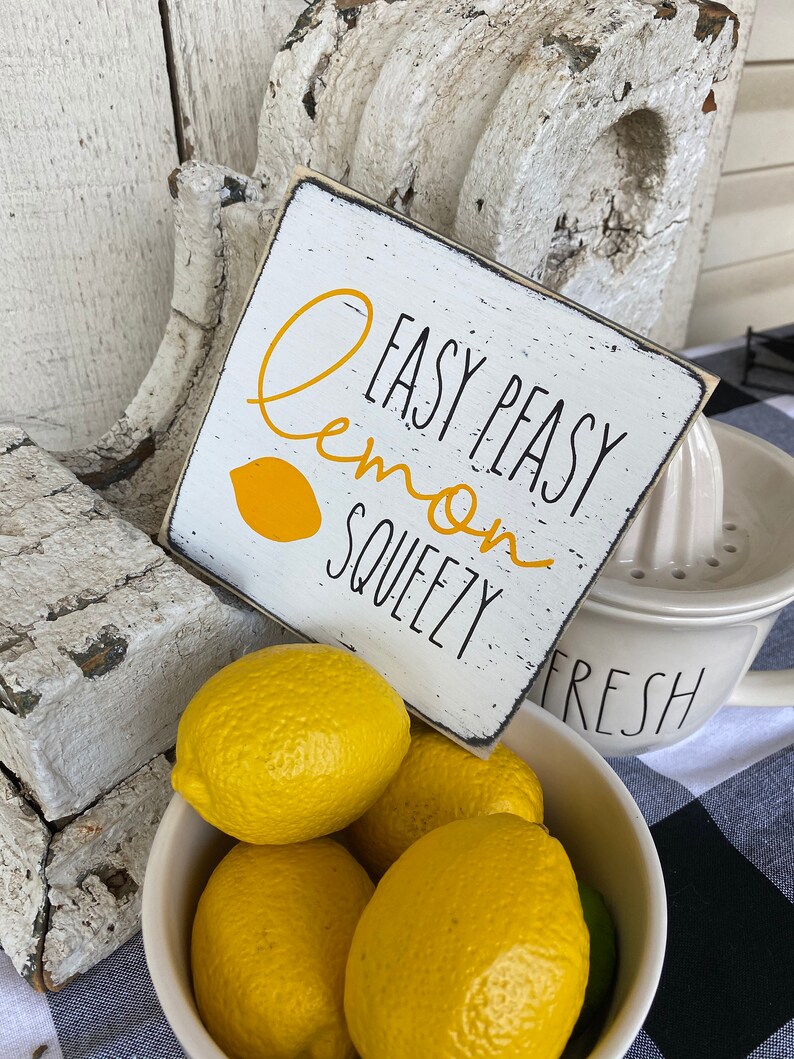 Easy Peasy Lemon Squeezy Sign Lemon Decor Mini Lemon Sign - Etsy