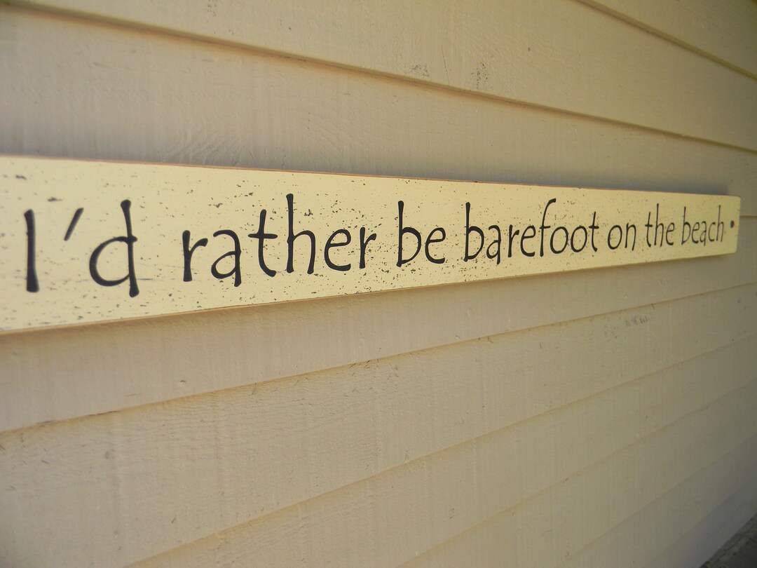 Barefoot Beach House Sign: Long Narrow Rustic Wood Decor (41" X 3.5 ...