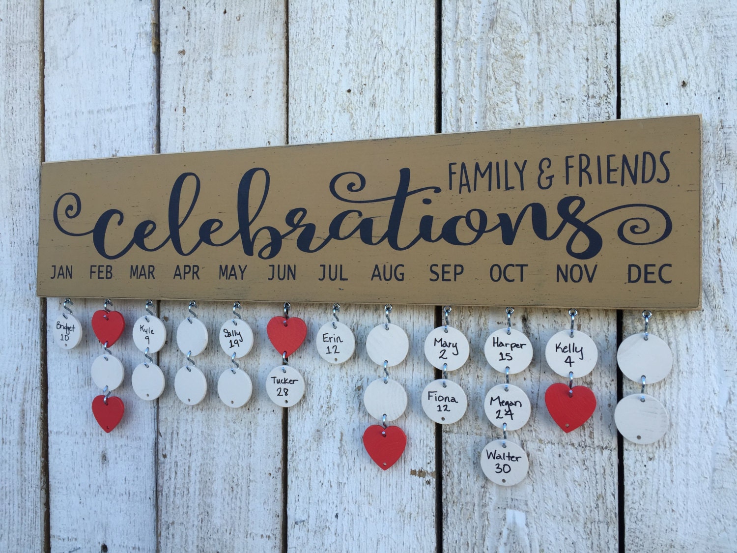 Family and Friends Celebrations Board, Family Birthday Board, Gift for ...