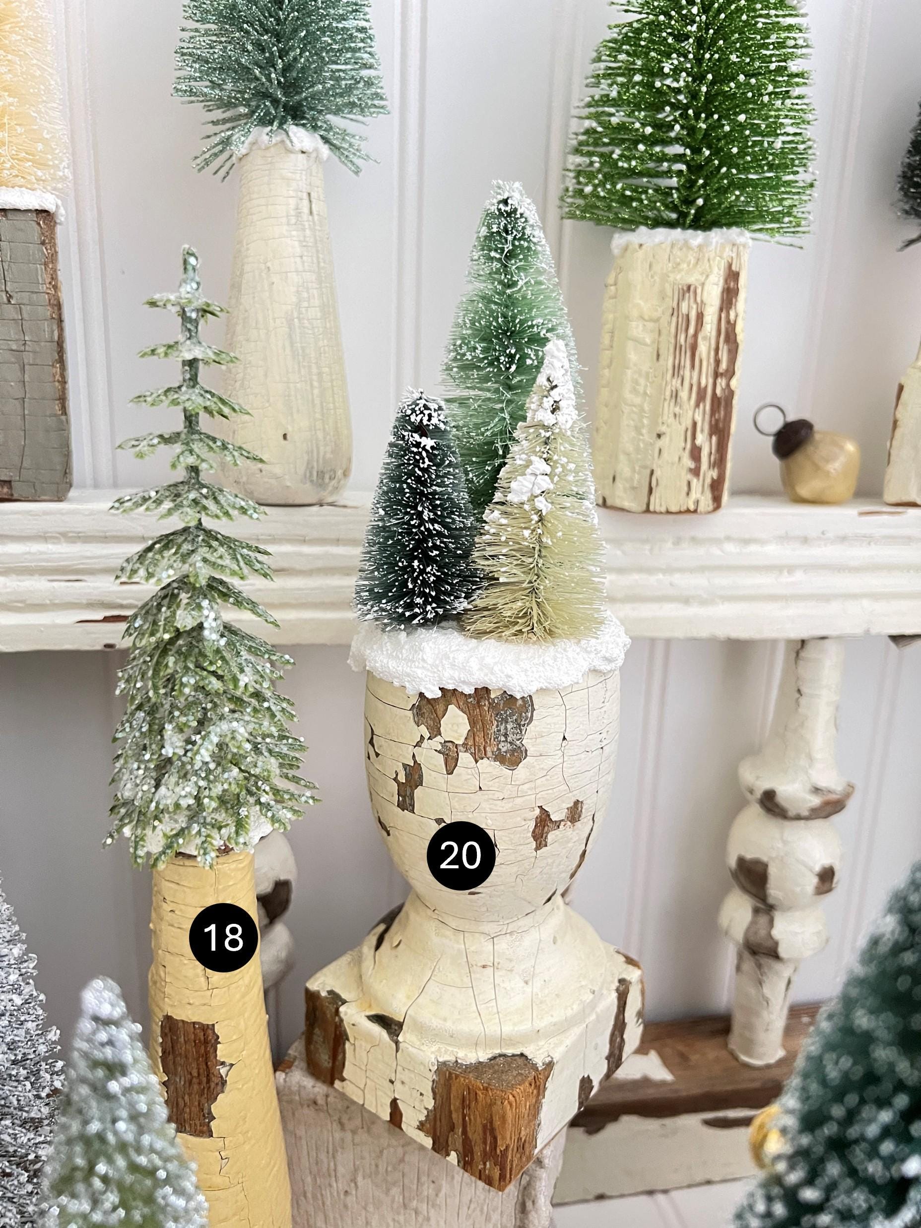 Christmas Vintage Spindle Bottle Brush Tree: Farmhouse Winter Decor ...