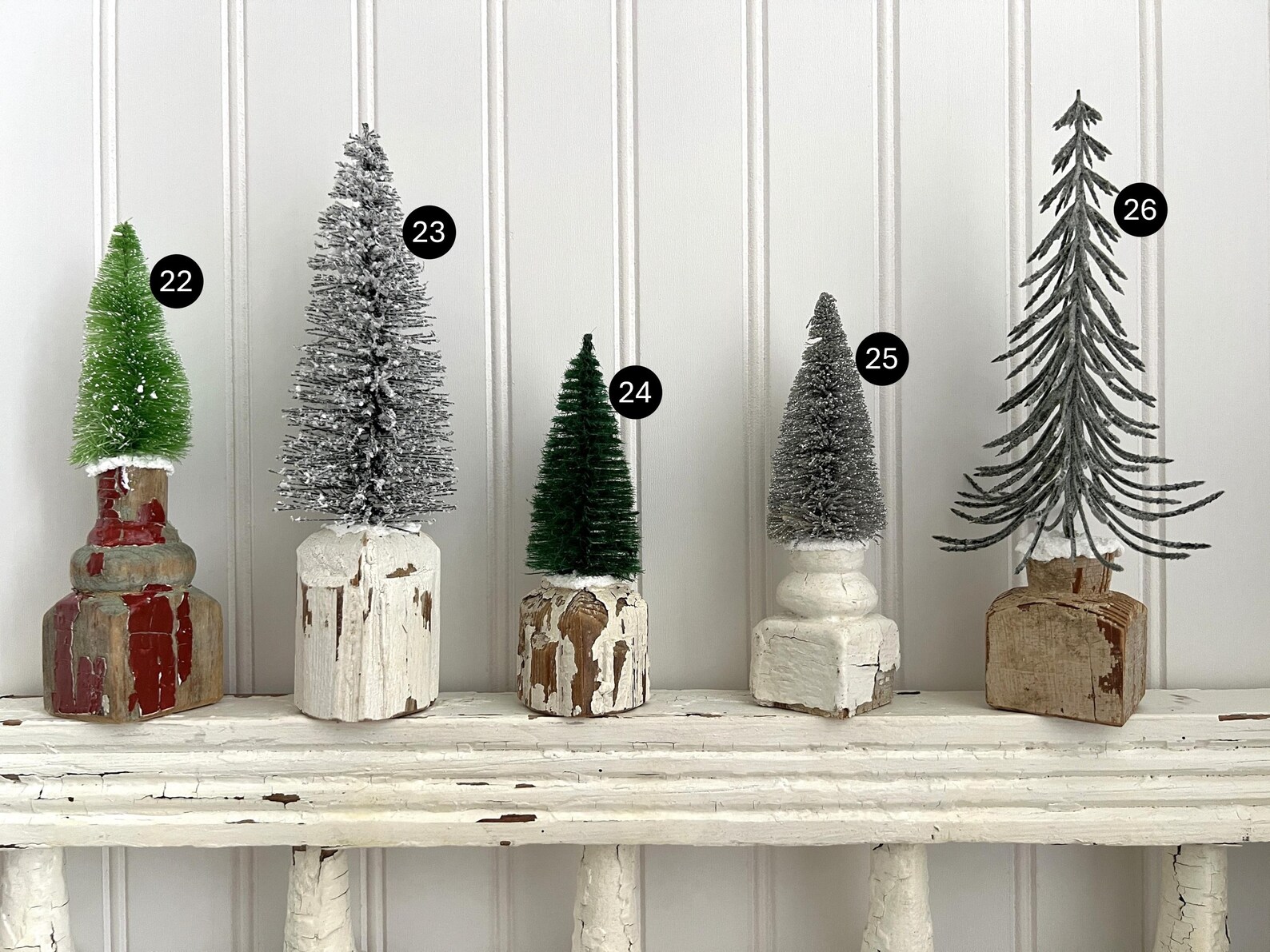 Christmas Vintage Spindle Bottle Brush Tree: Farmhouse Winter Decor ...