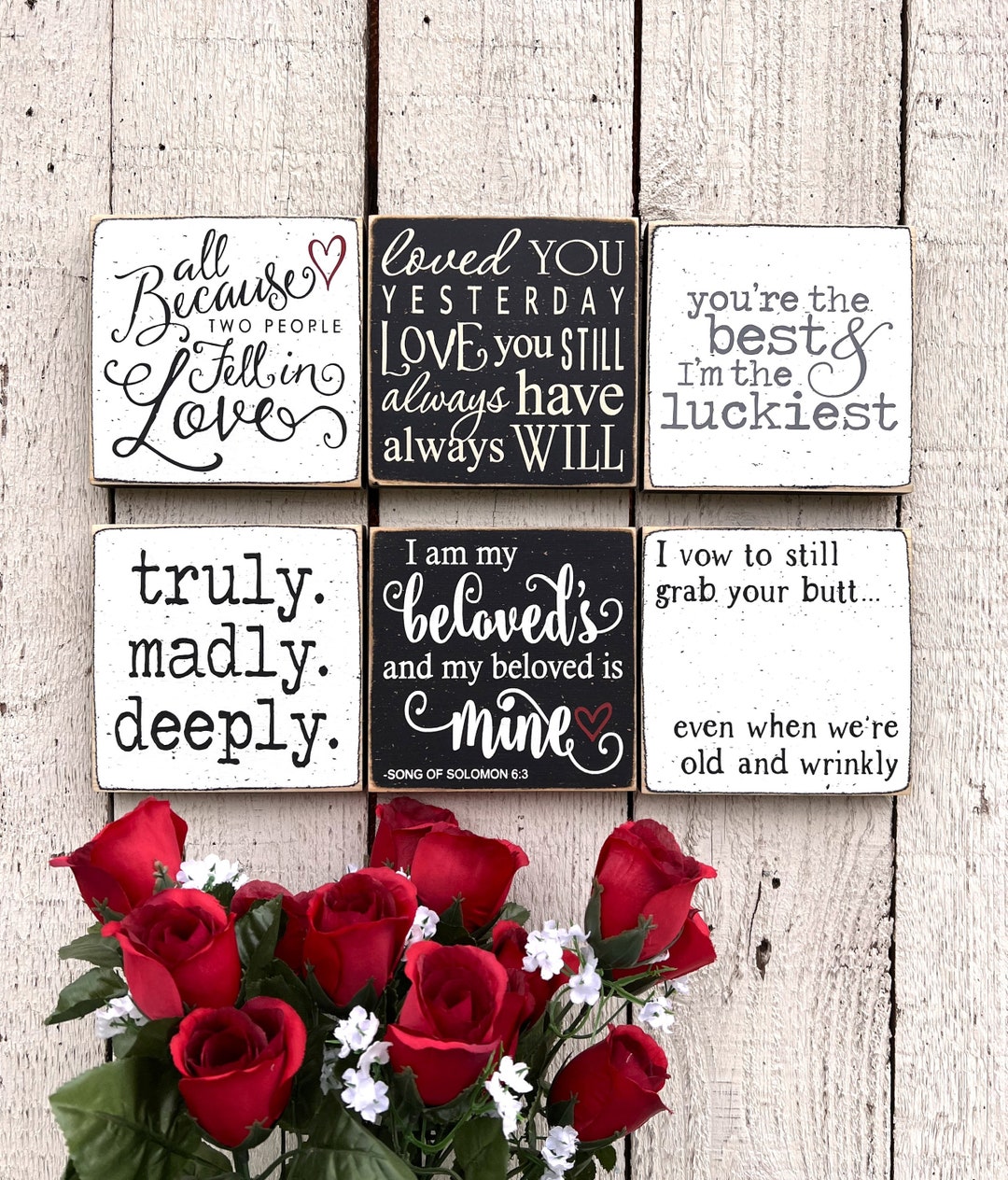 Hand Painted Distressed Wood Love Sign, Tier Tray Decor (5.5") - Etsy