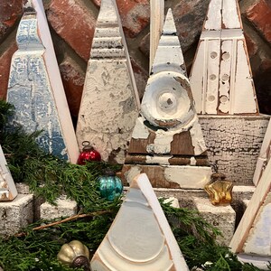 Vintage Christmas Decoration, Wood Chippy Paint Trees, Antique Plinth ...