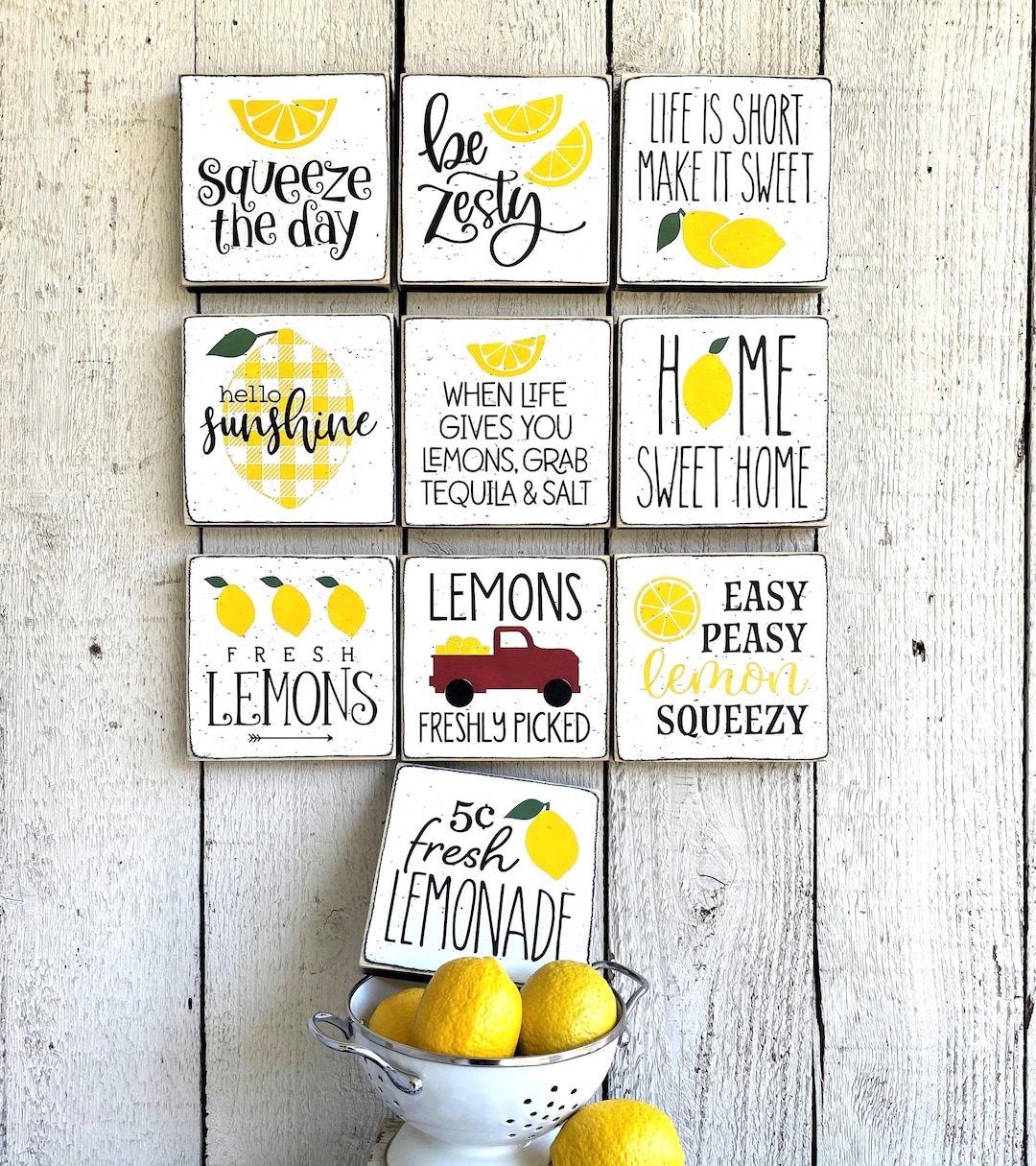Lemon Signs, Kitchen Lemon Sign, Lemon Decor, Tiered Tray Sign, Summer ...