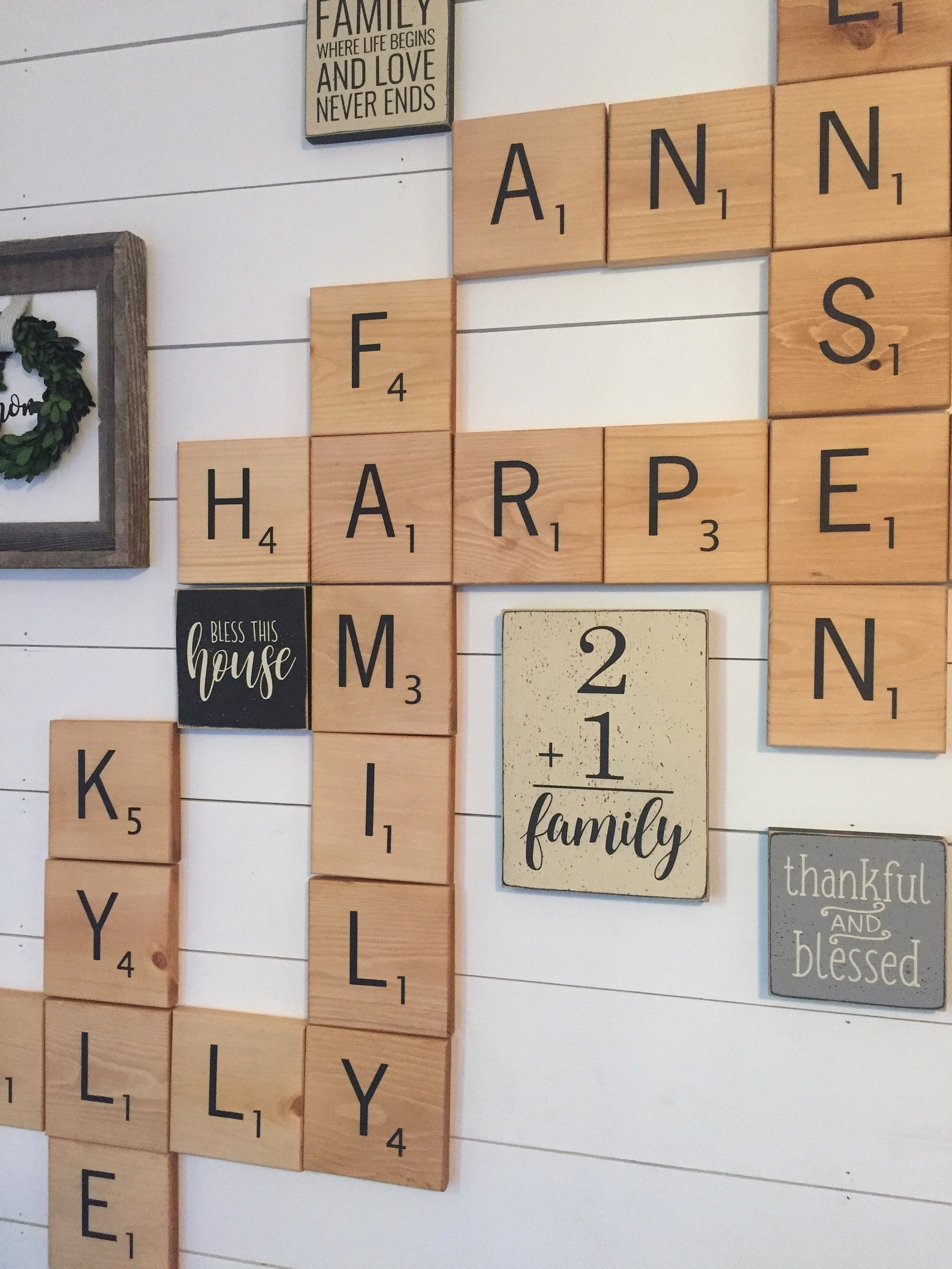 Large Scrabble Wood Letter Tiles: Farmhouse Wall Decor (5.5") - Etsy