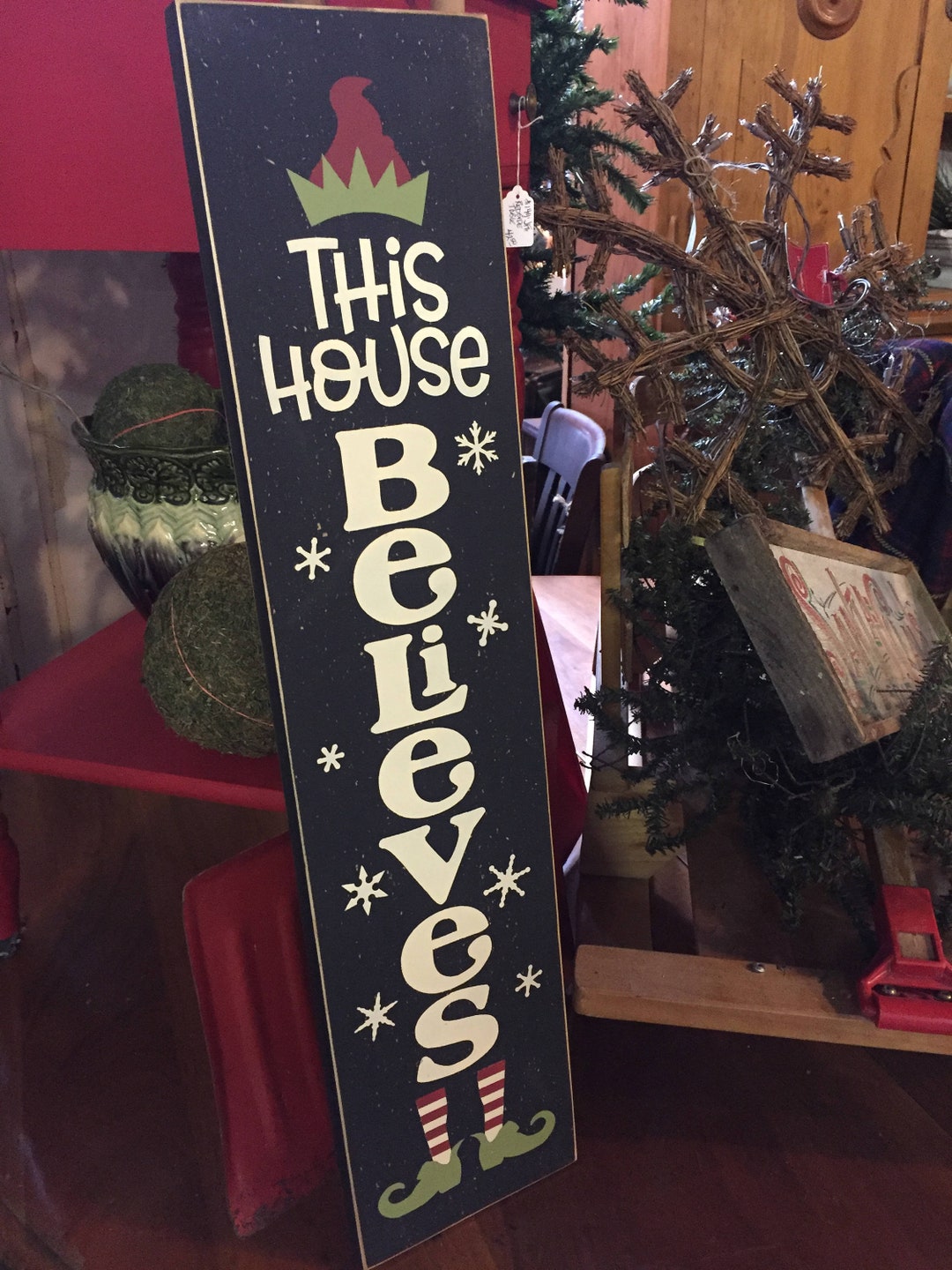 This House Believes Sign, Christmas Elf Sign, Christmas Front Porch ...