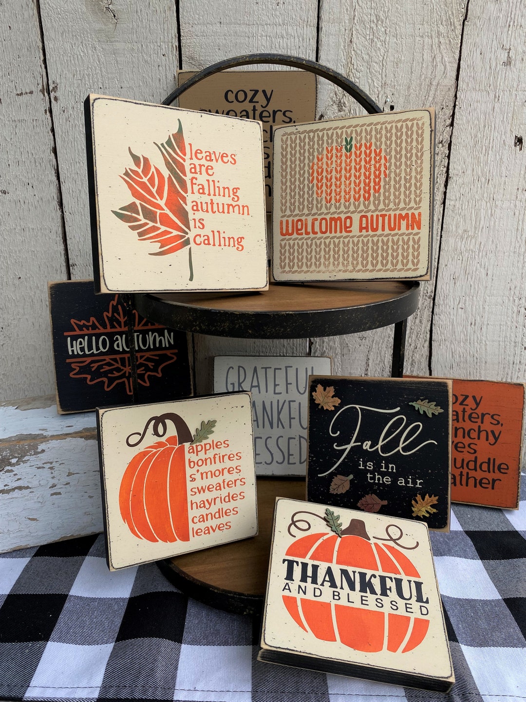 Fall Decoration, Mini Fall Signs, Tiered Tray Sign, Small 5.5" Fall ...