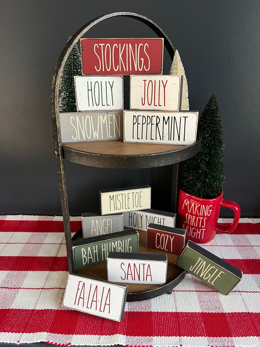 Mini Christmas Words 2" Signs, Christmas Tiered Tray Signs, Rae Dunn ...