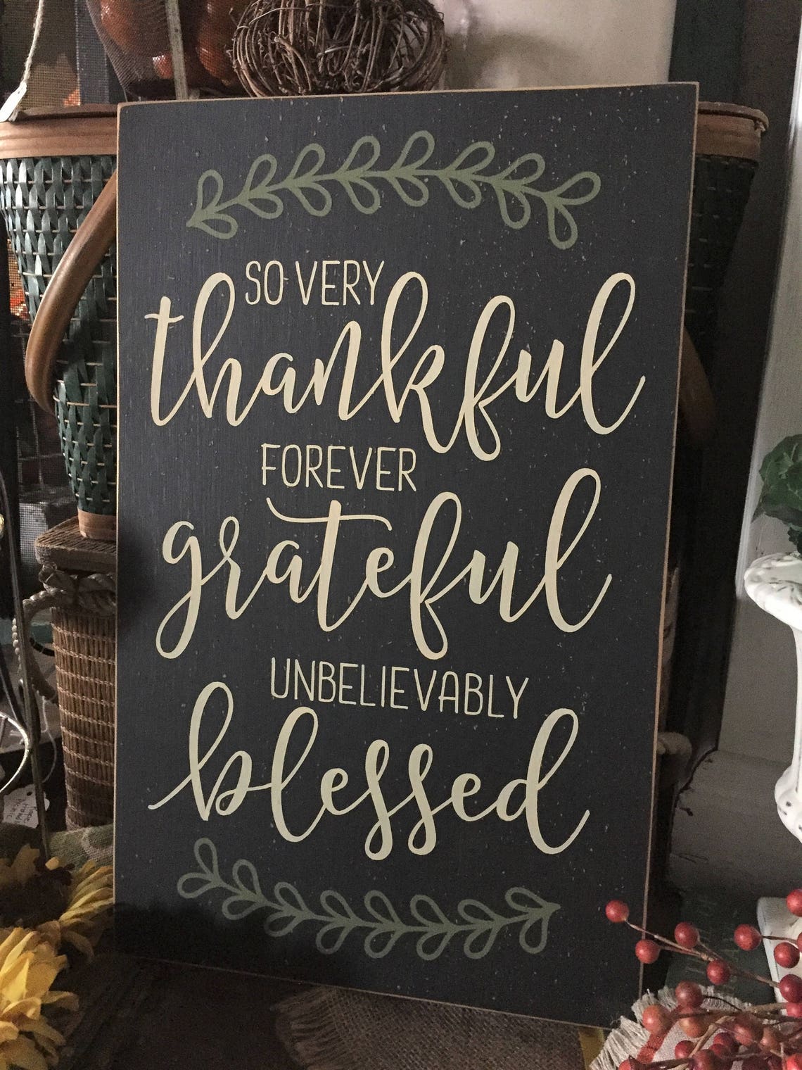 Thankful Grateful Blessed Sign so Very Thankful 11 X | Etsy