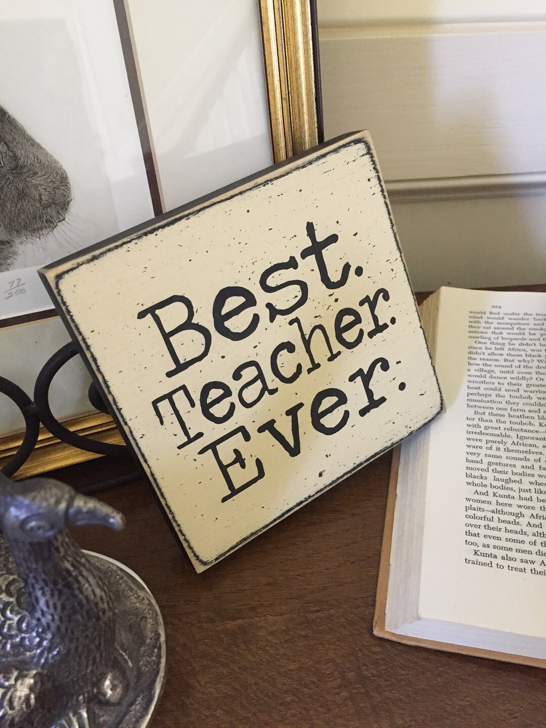 Teacher Gift Best Teacher Ever Sign Teacher's Desk Sign - Etsy