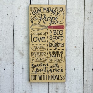 Our Family Recipe, Kitchen Wall Art, Family Rules, Farmhouse Kitchen ...