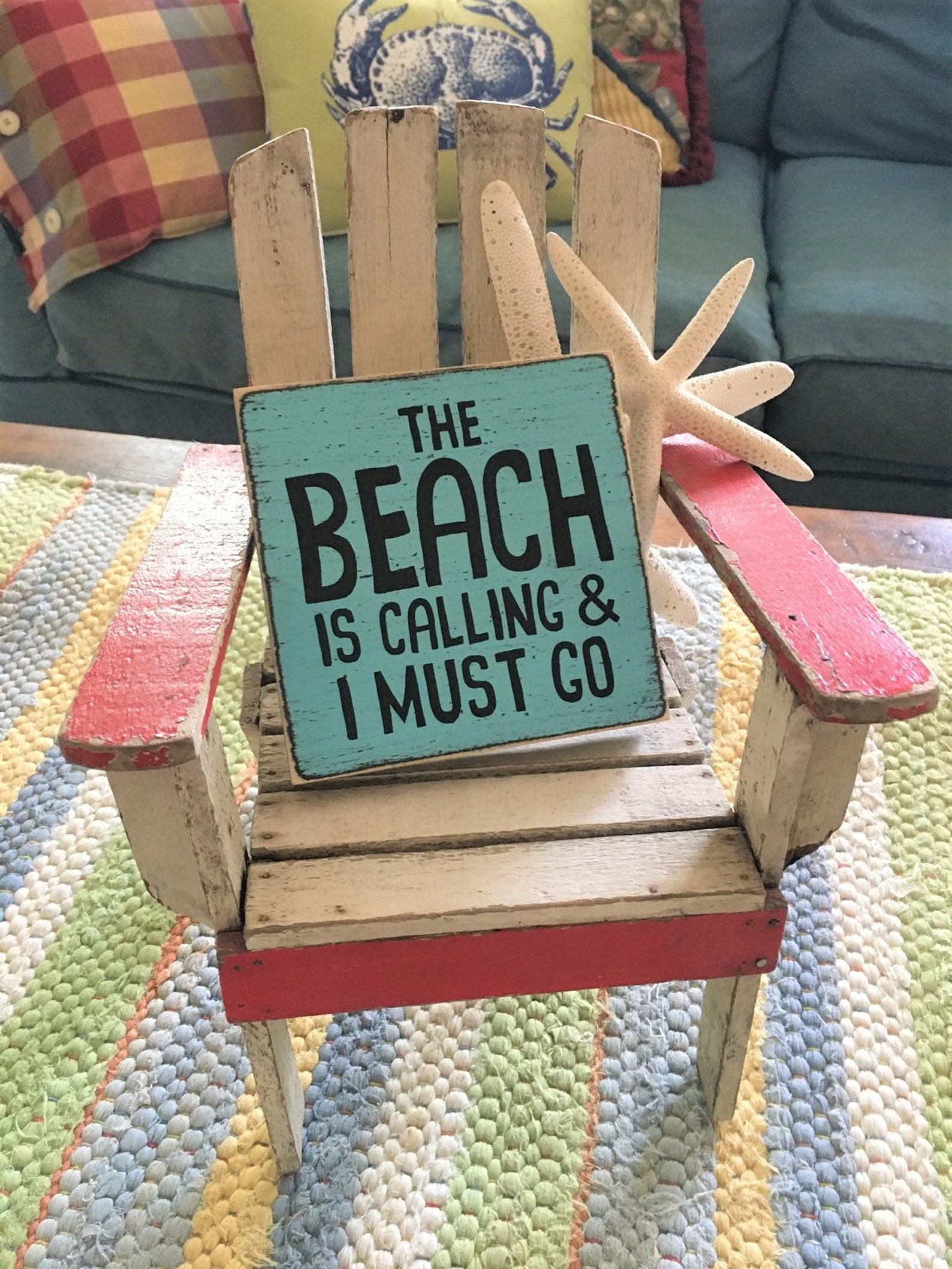 Hand Painted Beach Sign (5"): Small Coastal Wall Decor, Beach House ...