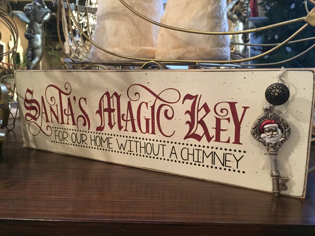 Santa's Magic Key Wood Sign, Santa Decoration, Christmas Decoration ...