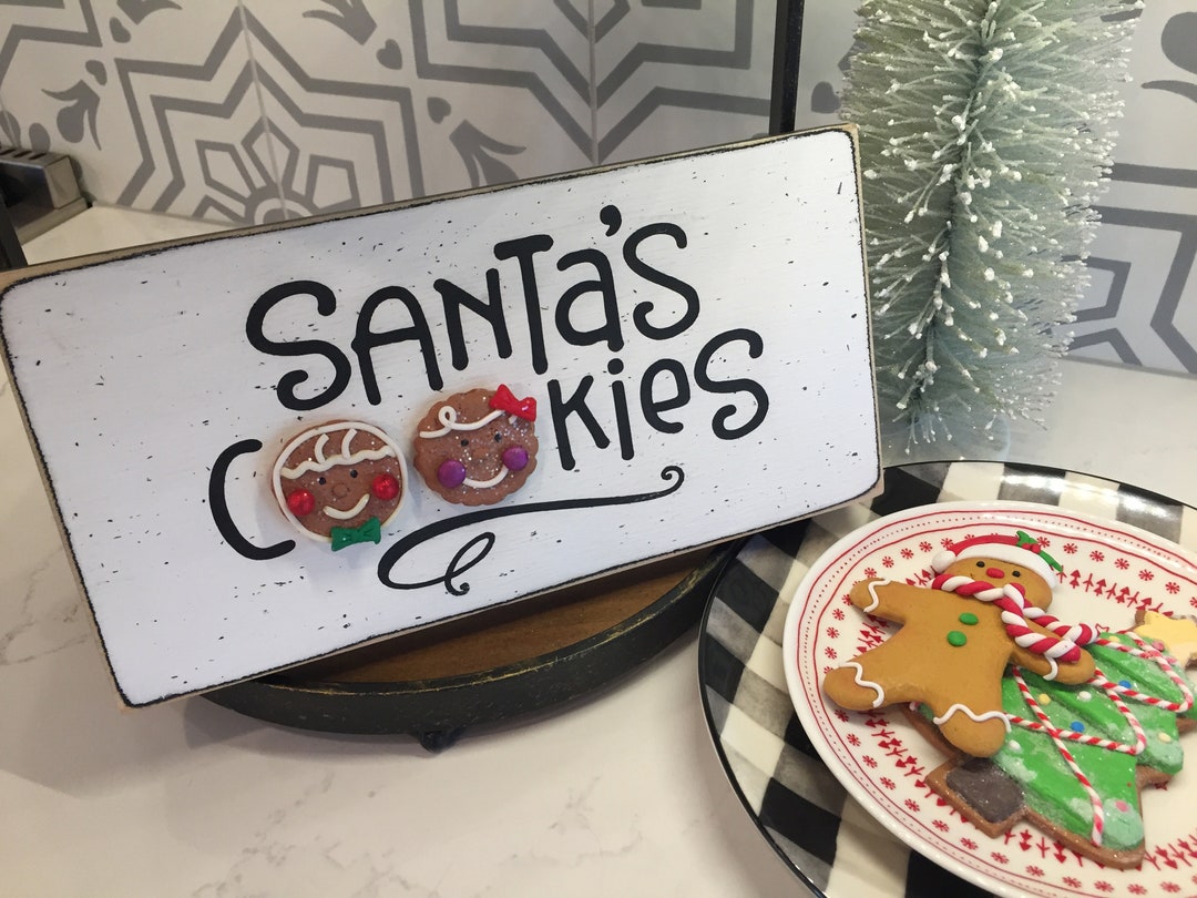 Santa's Cookies Mini Sign, Tiered Tray Christmas Sign, Kitchen ...