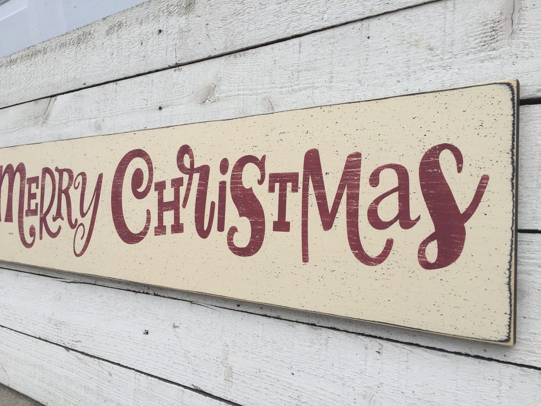 Merry Christmas 11" X 48" Large Wood Sign, Farmhouse Christmas Sign, 4 ...