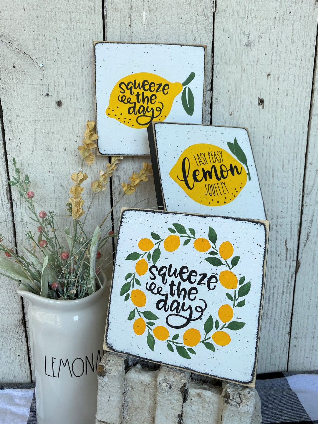 Hand Painted Lemon Sign: Summer Tiered Tray Decor, Kitchen Lemon Signs ...